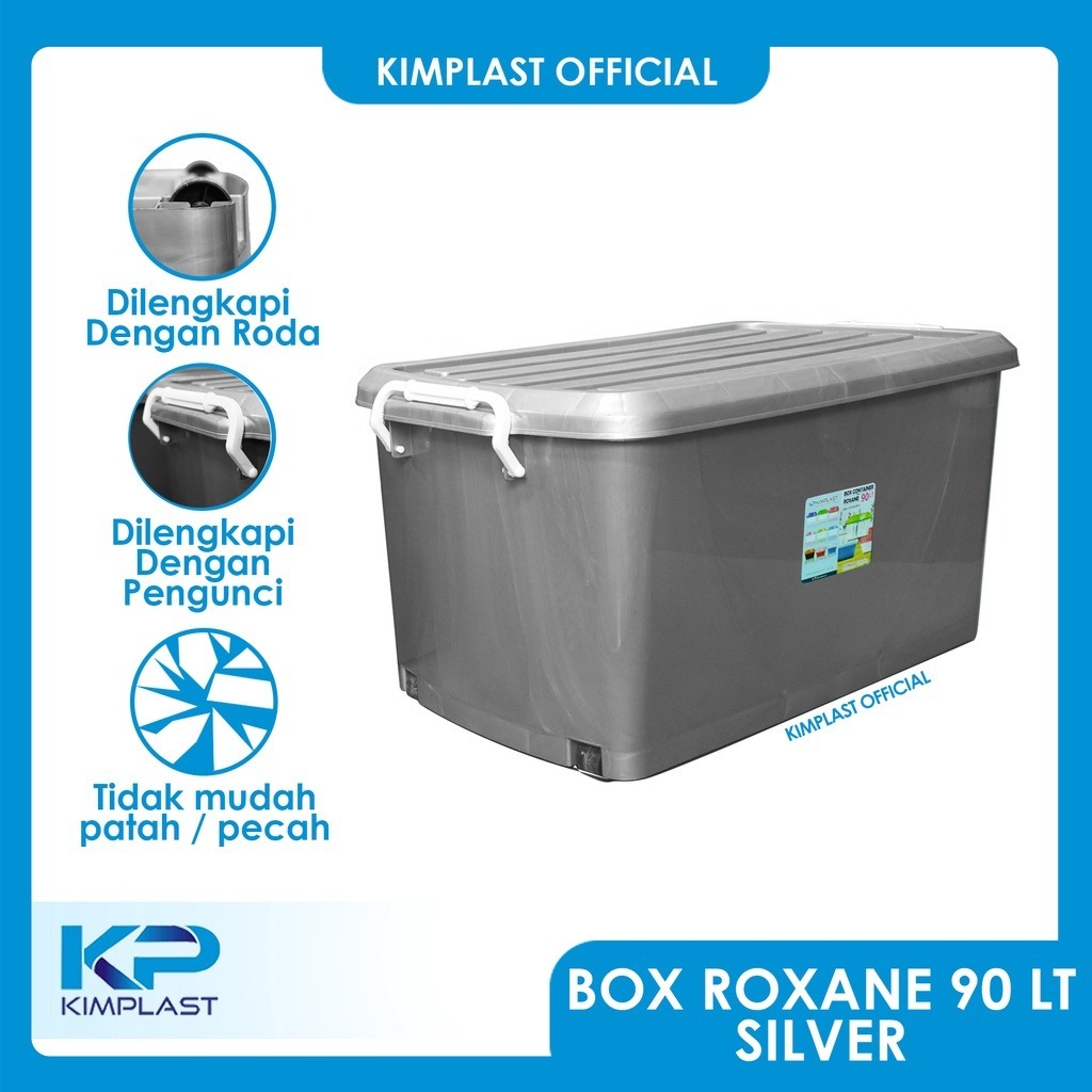 Jual Box Container + Roda ukuran 90 Liter Silver Kimplast Box ...