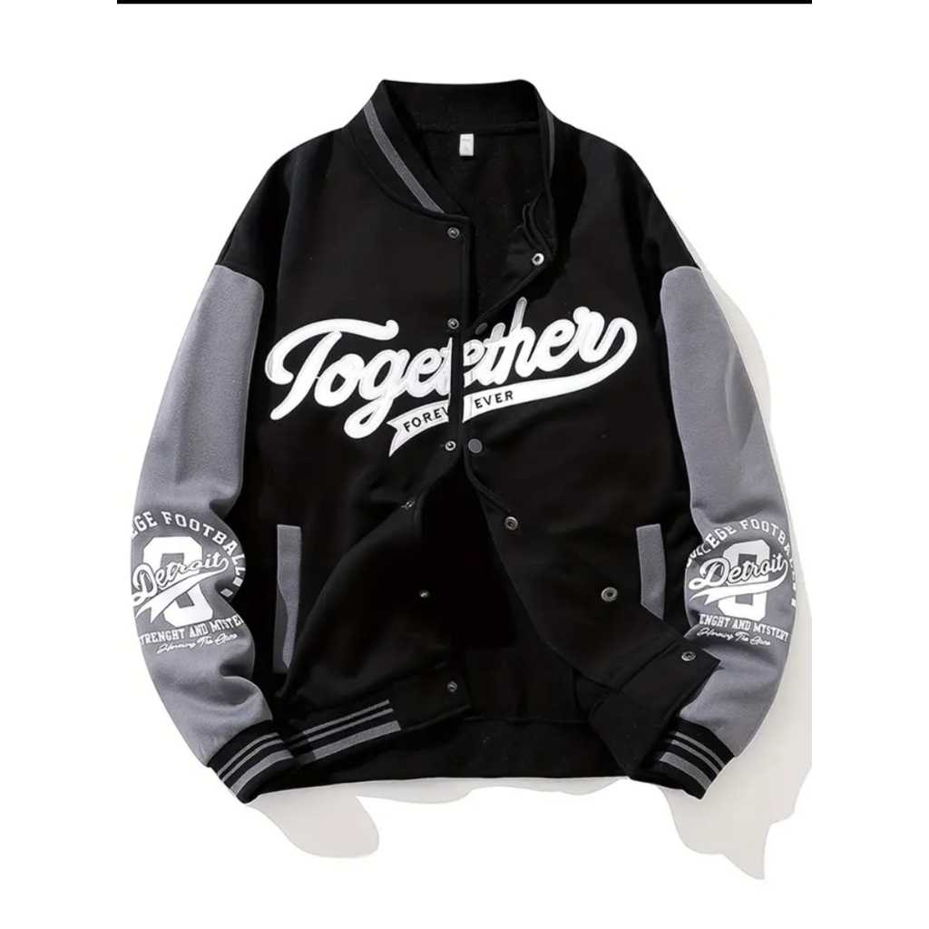 Jual JAKET BASEBALL HOODIE OVERSIZE - TOGETHER JAKET BASEBALL VARSITY ...