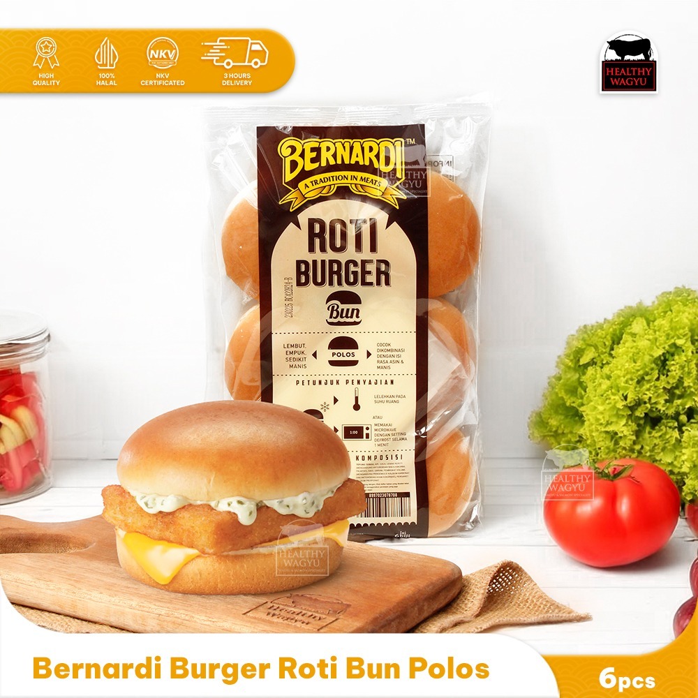 Jual Bernardi Roti Burger Polos Burger Buns Original 6 pcs Halal ...