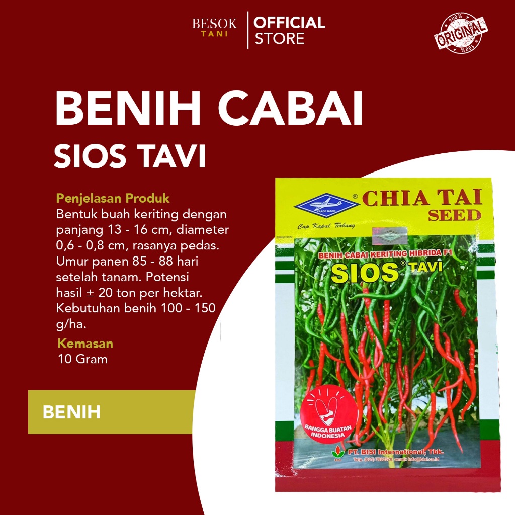 Jual BENIH CABAI SIOS TAVI 10 Gram | Benih | Bisi Internasional | Shopee Indonesia