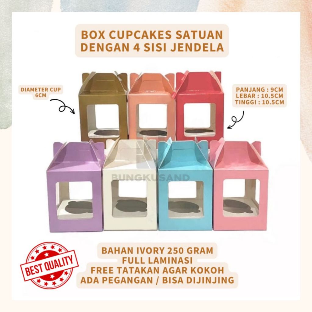 Jual BOX CUPCAKE SATUAN POLOS / POLKADOT DENGAN LAMINASI DUS CUPCAKE ...