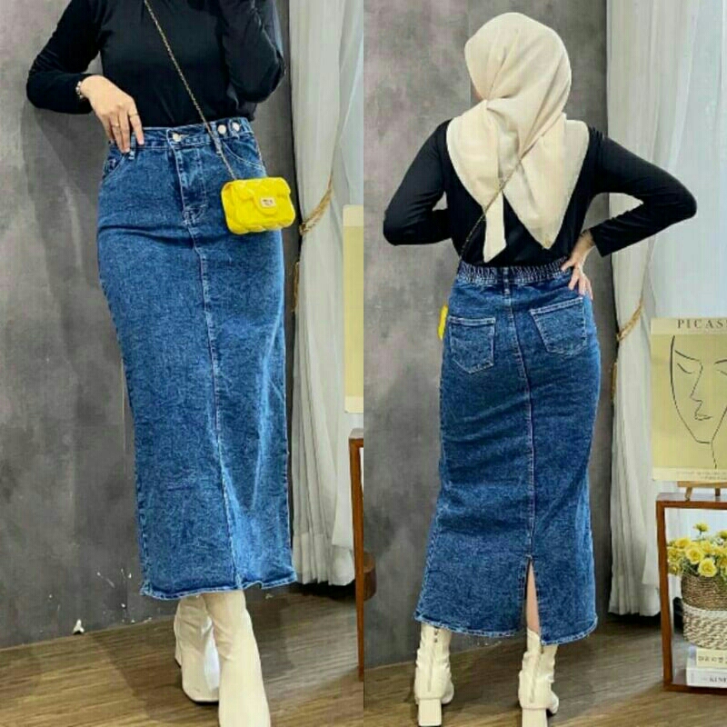 Jual ROK THENA JEANS ROK SPAN JEANS MODEL TERKINI | Shopee Indonesia