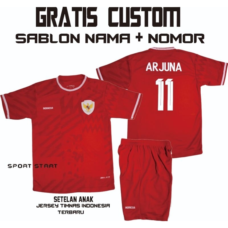 Jual SETELAN JERSEY ANAK TIMNAS INDONESIA USIA 5 - 13 TAHUN GRATIS ...