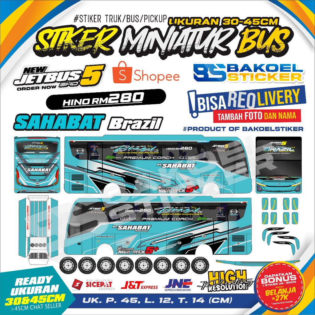 Jual Stiker Miniatur Bus SAHABAT JETBUS 5 NEWW uk. 30-45cm | Shopee ...