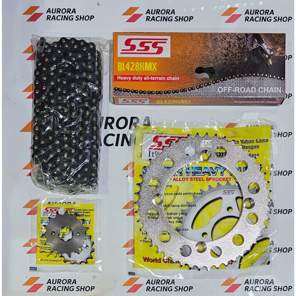 Jual GEAR SET SSS 428 KAWASAKI KLX 150 / D TRACKER 150 & RANTAI SSS 428 HMX BLACK ORIGINAL ...