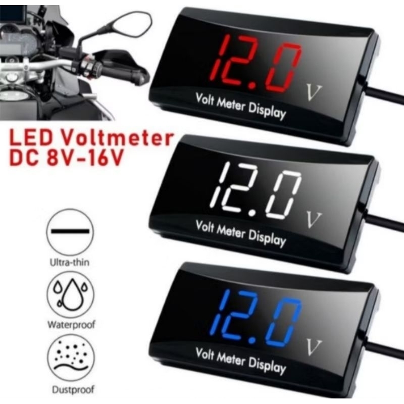 Jual VOLTMETER/VOLT METER AKI PENGUKUR AKI MOTOR DIGITAL BIRU MERAH | Shopee Indonesia