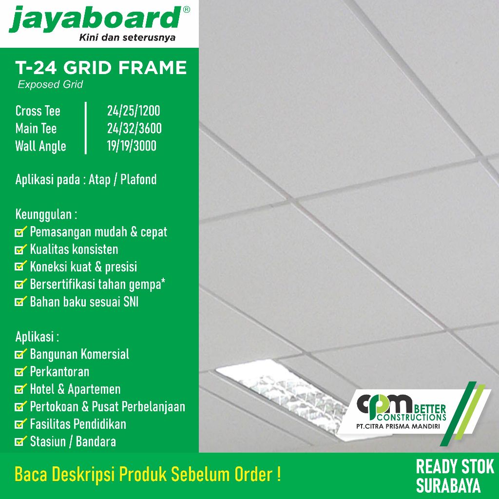 Jual JAYABOARD T- Grid Frame / Rangka Cross Tee / Main Tee / Wall Angle ...