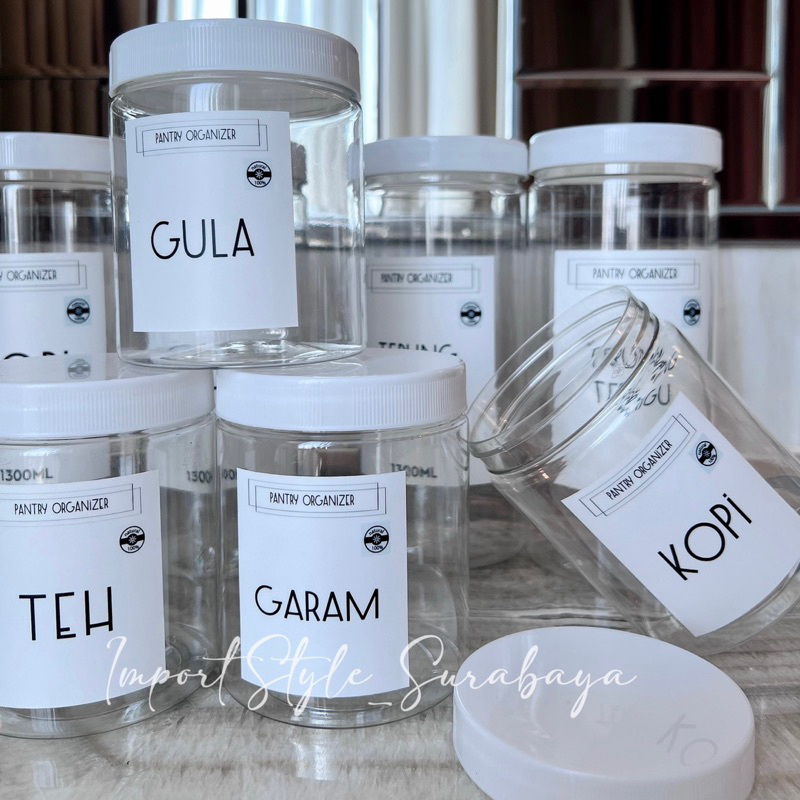 Jual Tempat gula teh kopi 650ml. dapur jar minimalist pantry organizer ...