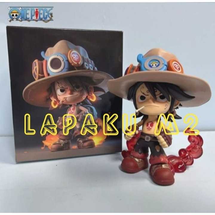 Jual Anime One Piece Portgas D Ace Cowboy Cute 16cm Statue GK Figure ...