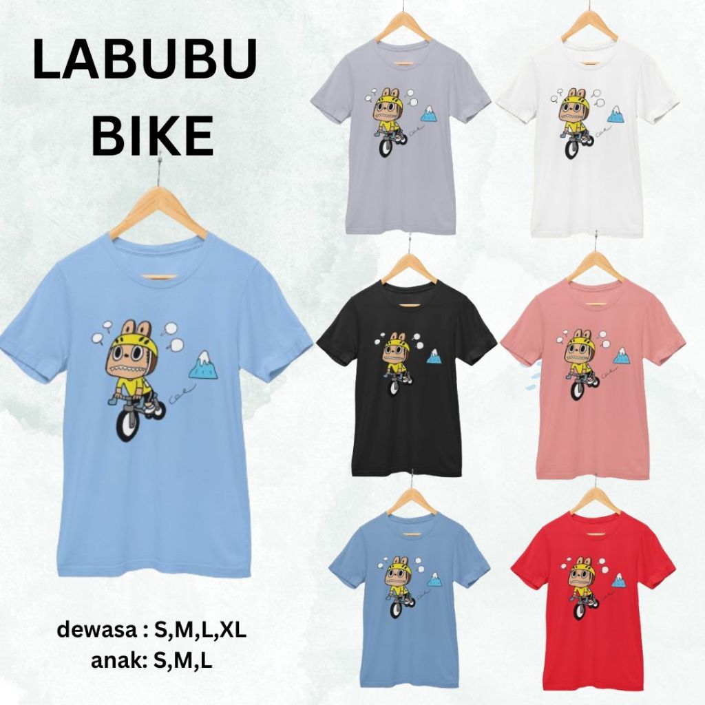 Jual LABUBU BIKE baju tshirt kaos rekomendasi hadiah anak keluarga adem ...