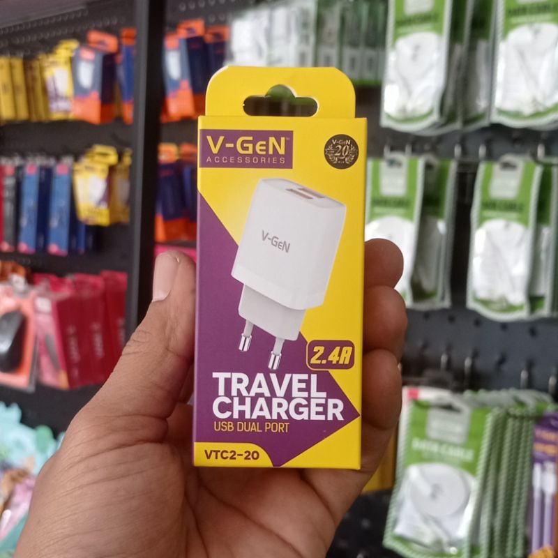 Jual Kepala Charger 2.4 Ampere V-Gen VTC2-20 / VTC2-35 Dual Port USB ...