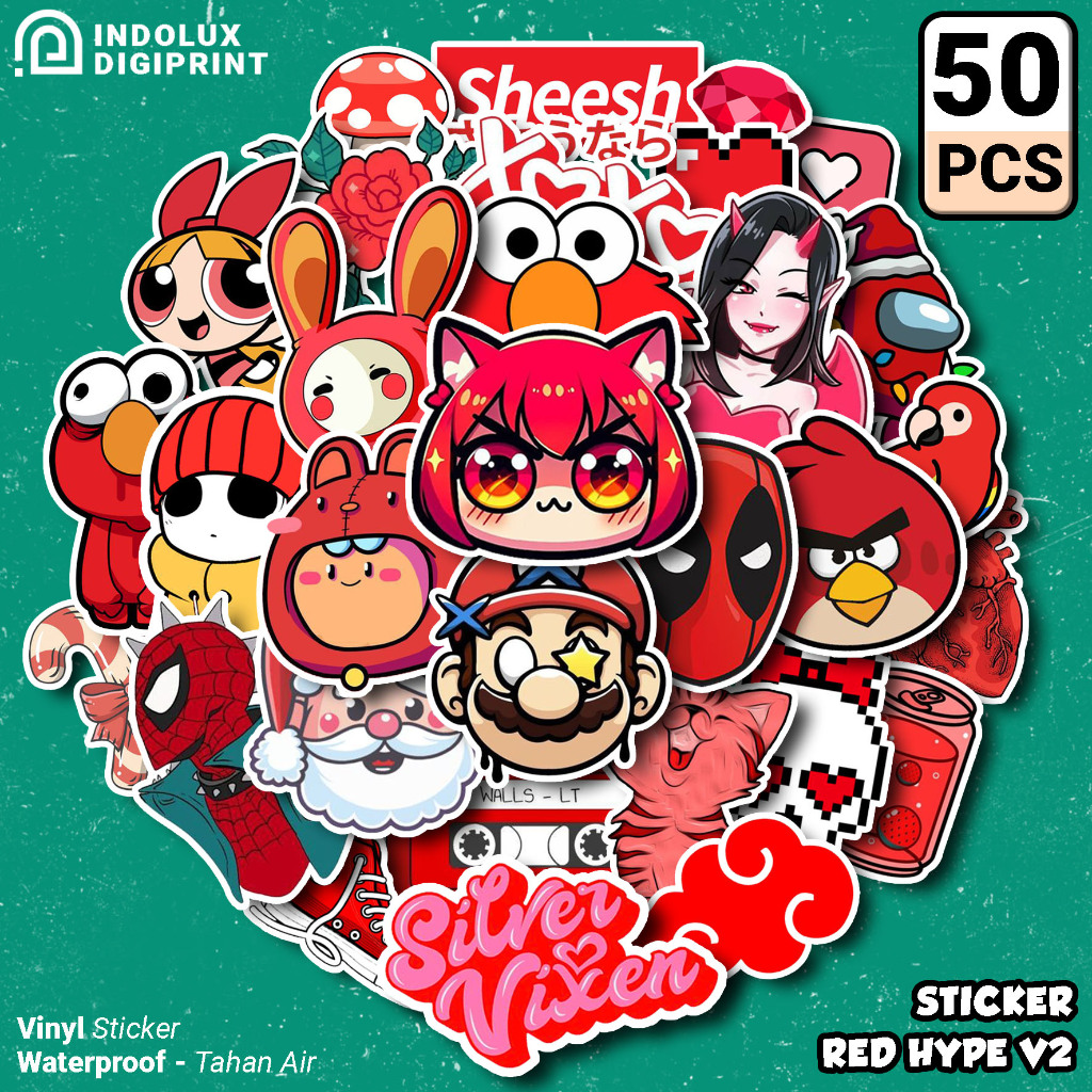 Jual 50 Pcs Sticker Red Hype Beast Stiker Aesthetic Merah Tempelan Case ...