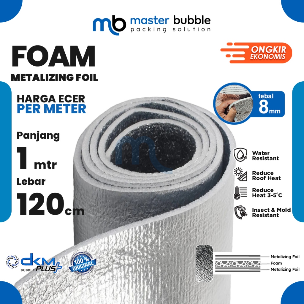 Jual PE Foam Foil 8mm Ecer METERAN 1meter x 120cm Insulation 2 side ...