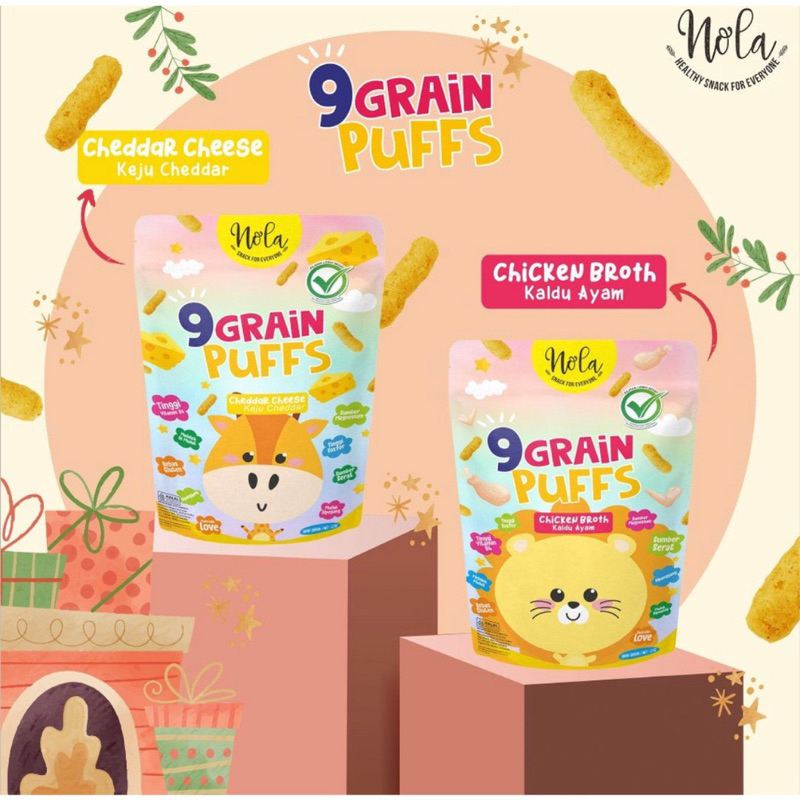 Jual Nola 9 Grain Puffs Chicken Broth (Rasa Kaldu Ayam) 25 Gram ...