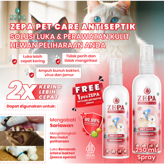 Jual ZEPA PET CARE ANTISEPTIK CAIR HOCI NON ALKOHOL 250ML | Shopee ...