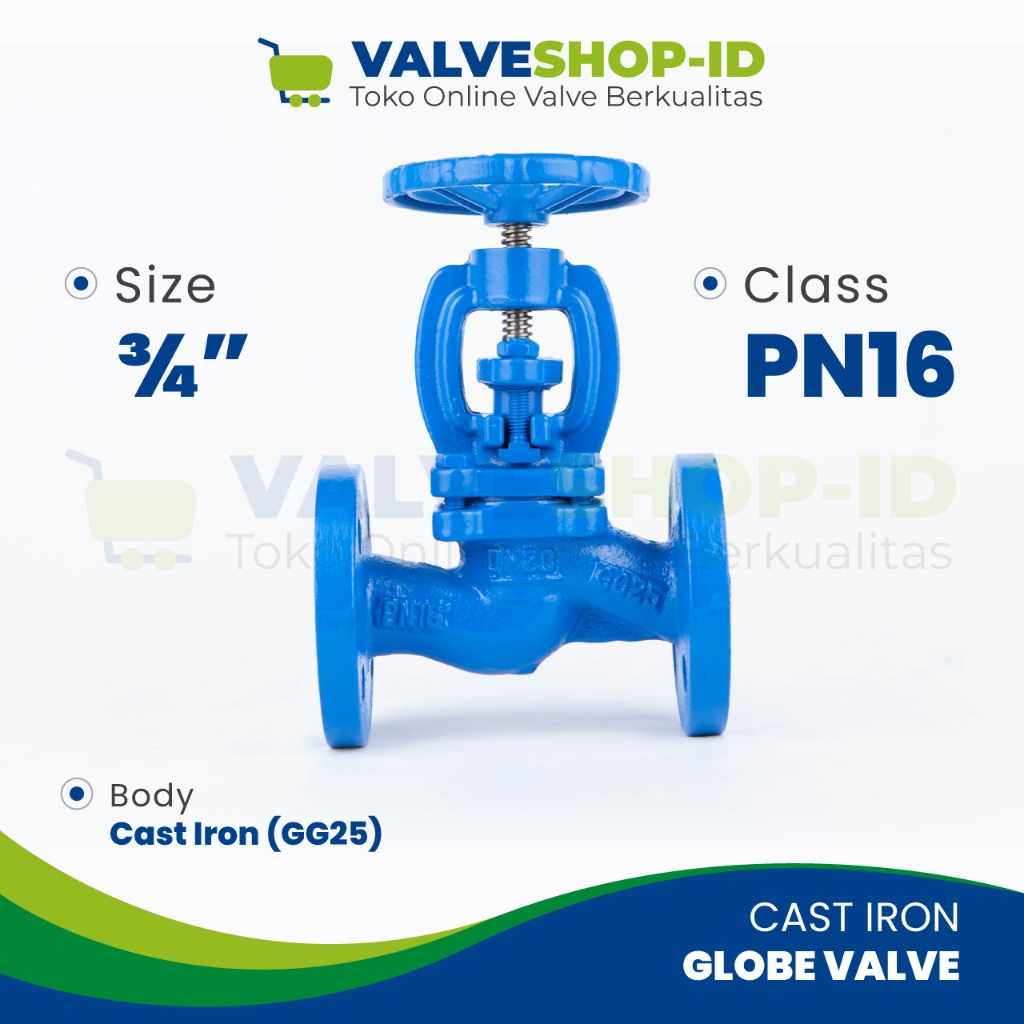 Jual Globe Valve DN20 3/4" Inch PN16 Cast Iron GG25 | Shopee Indonesia