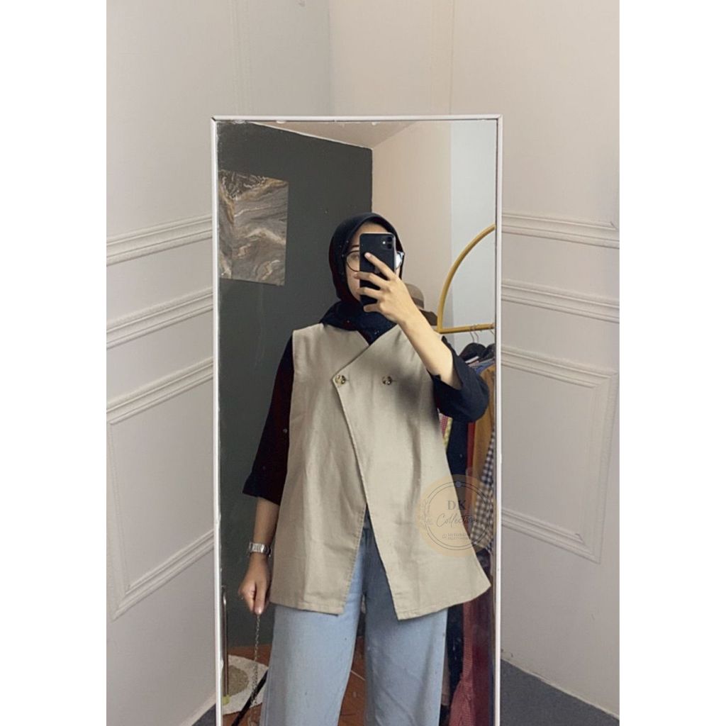Jual VEST OUTER- ROMPI CASUAL POLOS BAHAN LINEN RAMI KANCING DEPAN ...