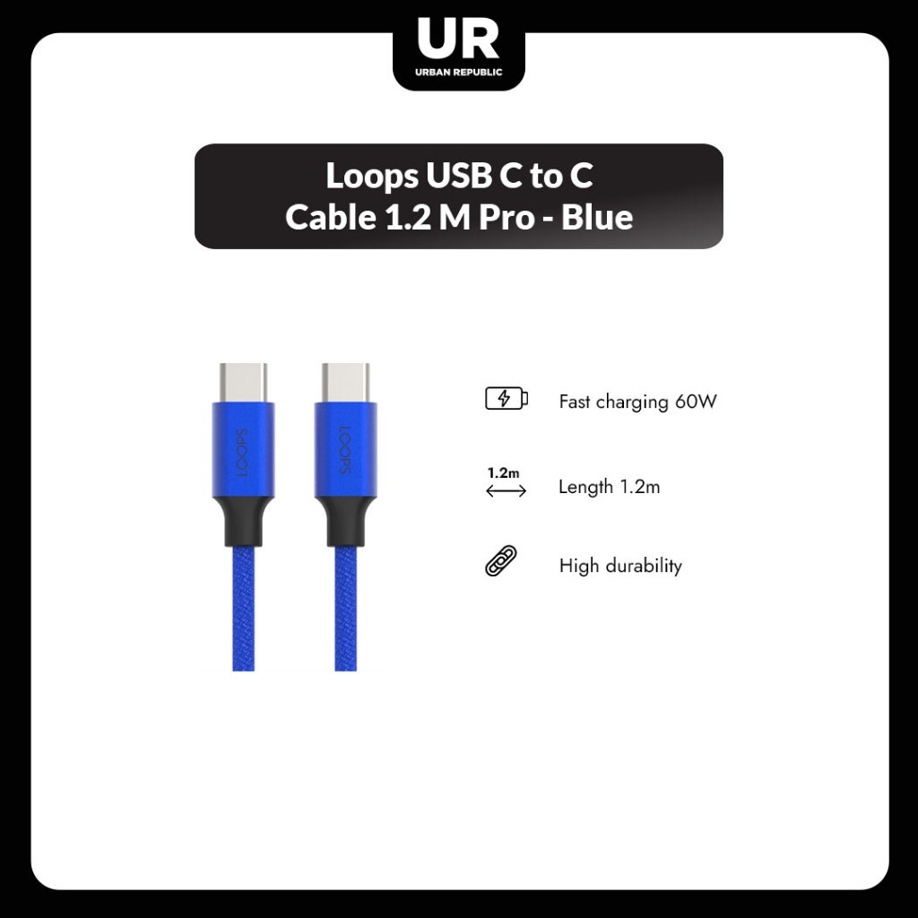 Jual Loops USB C to C Cable 1,2M Pro - Blue | Shopee Indonesia