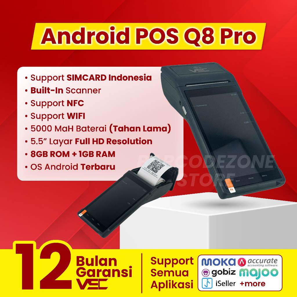 Jual Android POS Kasir VSC 3G Thermal Printer 5” (Bluetooth+NFC+WiFi+Cam) Mokapos Setara Sunmi ...