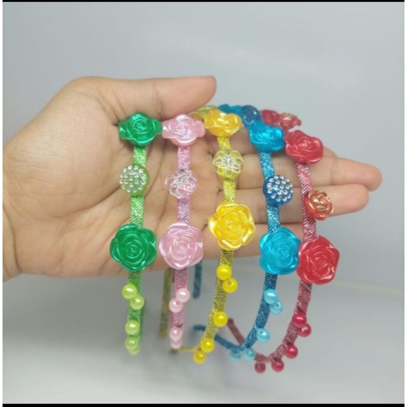 Jual 12 pcs Bando bunga Bando mawar glitter bando korea | Shopee Indonesia