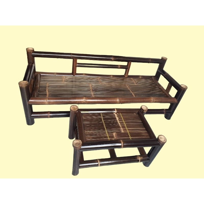 Jual Bale Meja/Kursi Bambu hitam/Kursi panjang | Shopee Indonesia