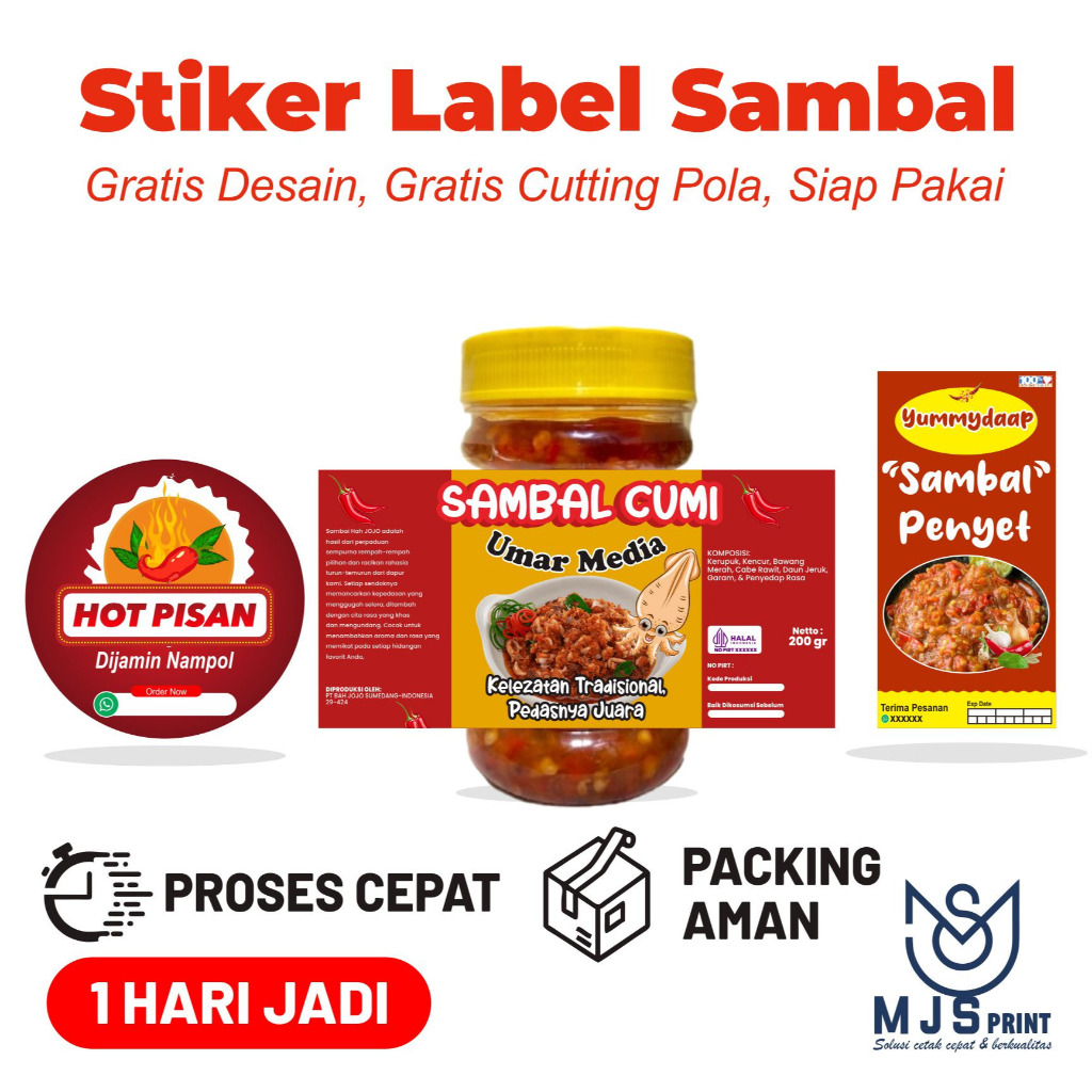 Jual Stiker Botol Sambal Label Jar Kemasan Bisa Custom Gratis Desain