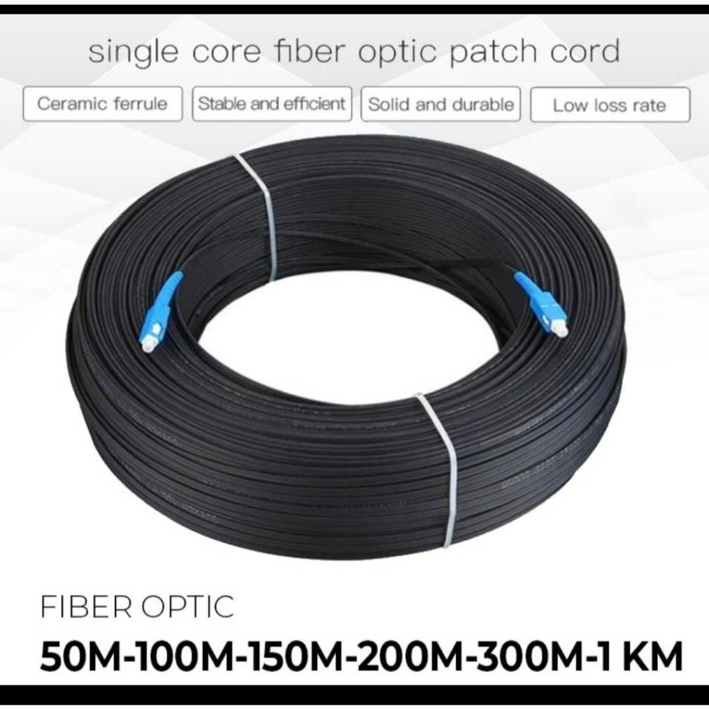Jual Kabel Fo fiber optic 50m 50meter precon 1 core SC UPC dropcore FTTH | Shopee Indonesia