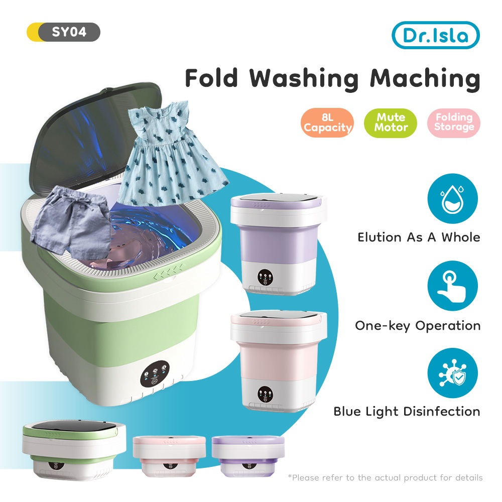 Jual Dr.isla Mini Folding Washing Machine 8L Pengering Cahaya Biru ...