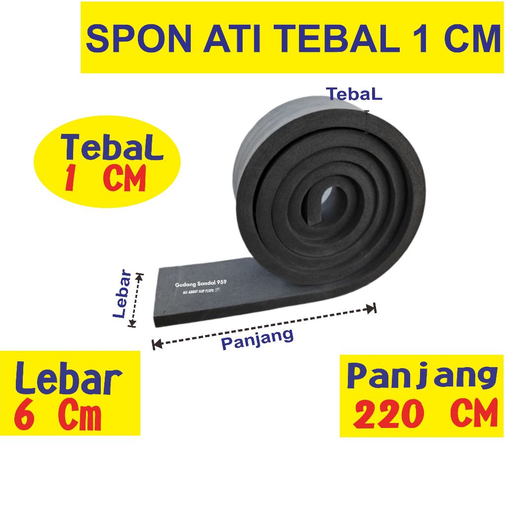 Jual SPON ATI / BUSA ATI / SPON EVA TEBAL 1 CM WARNA HITAM LEBAR 6 CM X ...