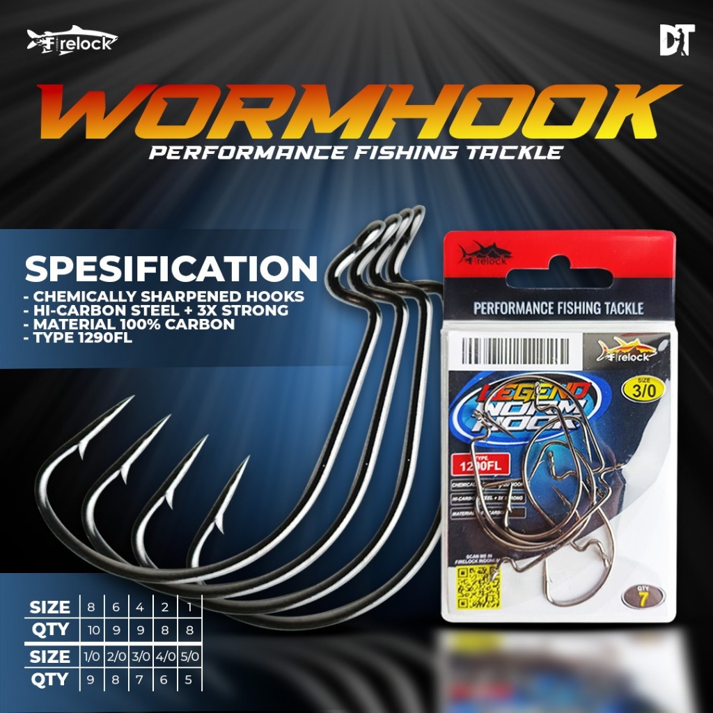Jual WORM HOOK LEGEND FIRELOCK 1290 FL KAIL MATA PANCING SOFT LURE HOOK ...