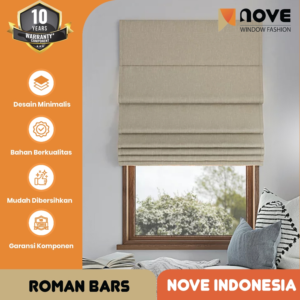 Jual Nove - Roman Bars Blinds Blackout 100% WL - Ukuran Custom - Roman ...