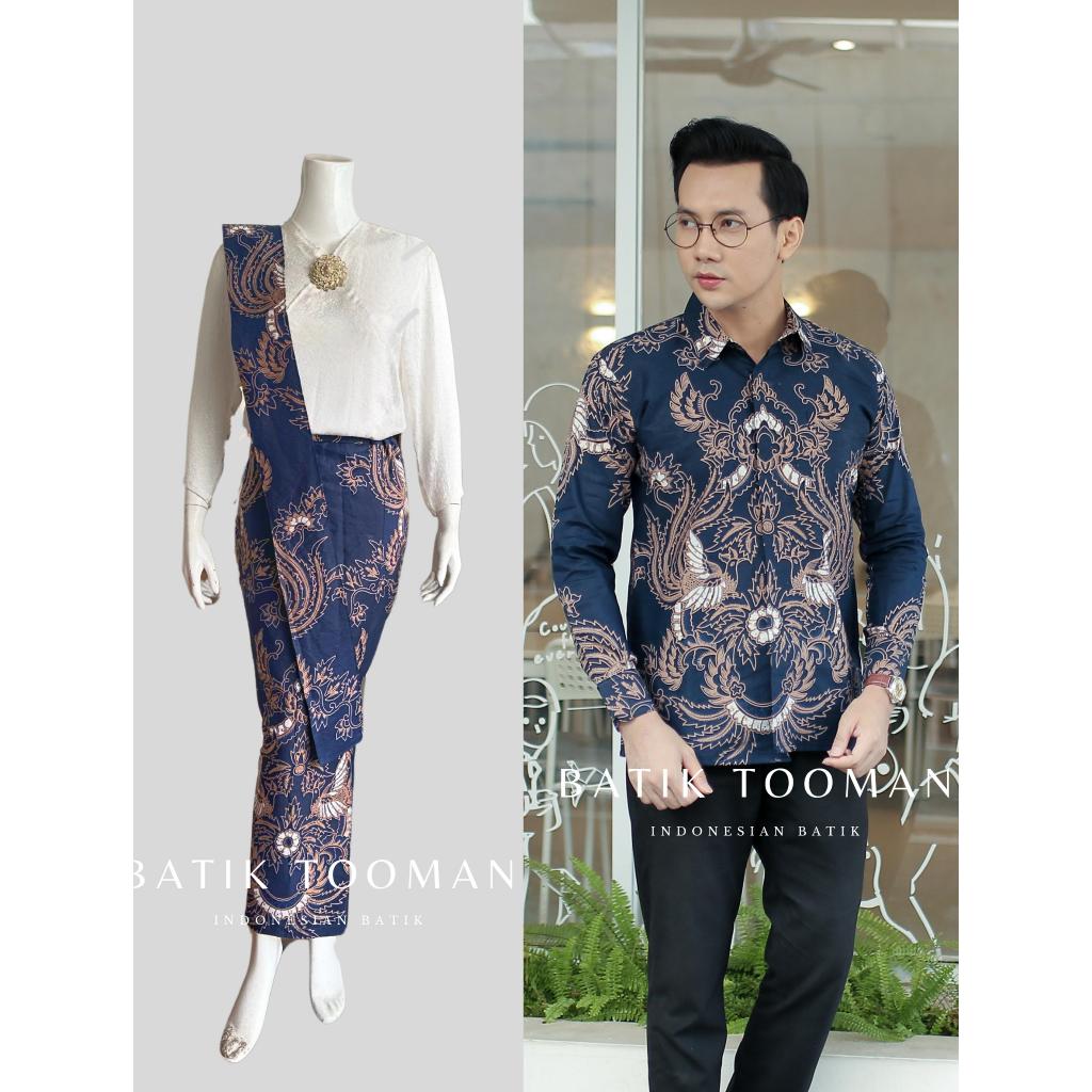 Jual Arasya Couple Rok & Kemeja Batik Slimfit Warna Navy Dongker Rose ...