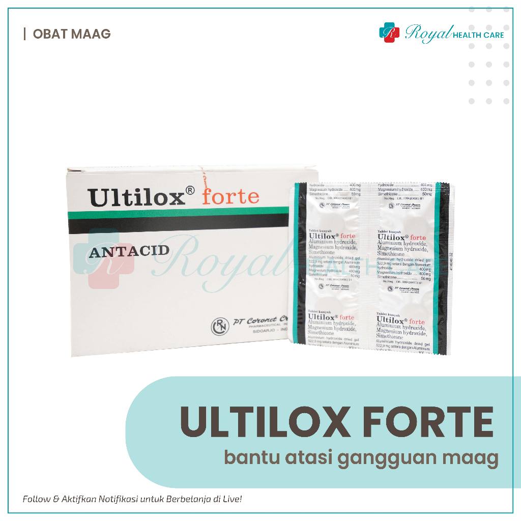 Jual ULTILOX FORTE STRIP ISI 4 TABLET, Mengurangi Gejala Kelebihan Asam ...