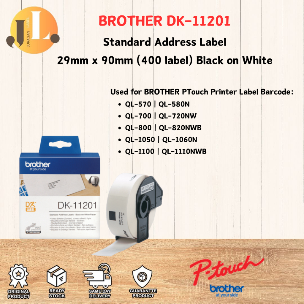 Jual BROTHER DK-11201 Die Cut 29mm x 90mm Standard Address Label ...