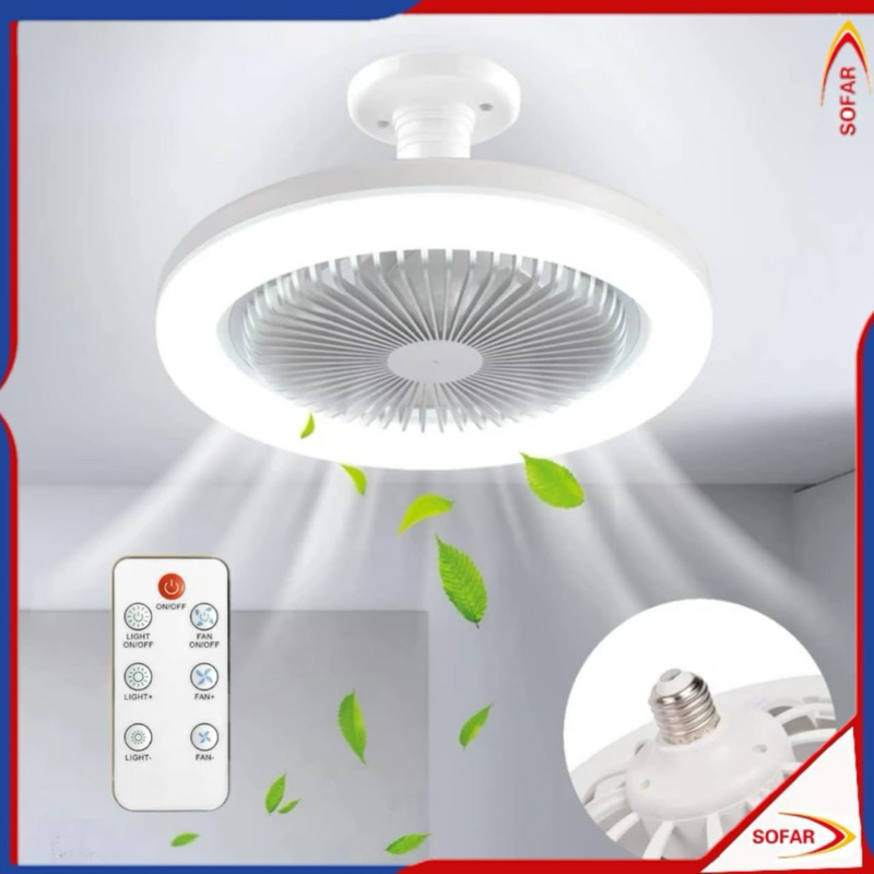 Jual Lampu Kipas AC 220V E27 32WATT Plafon Remote Control LED Lampu ...