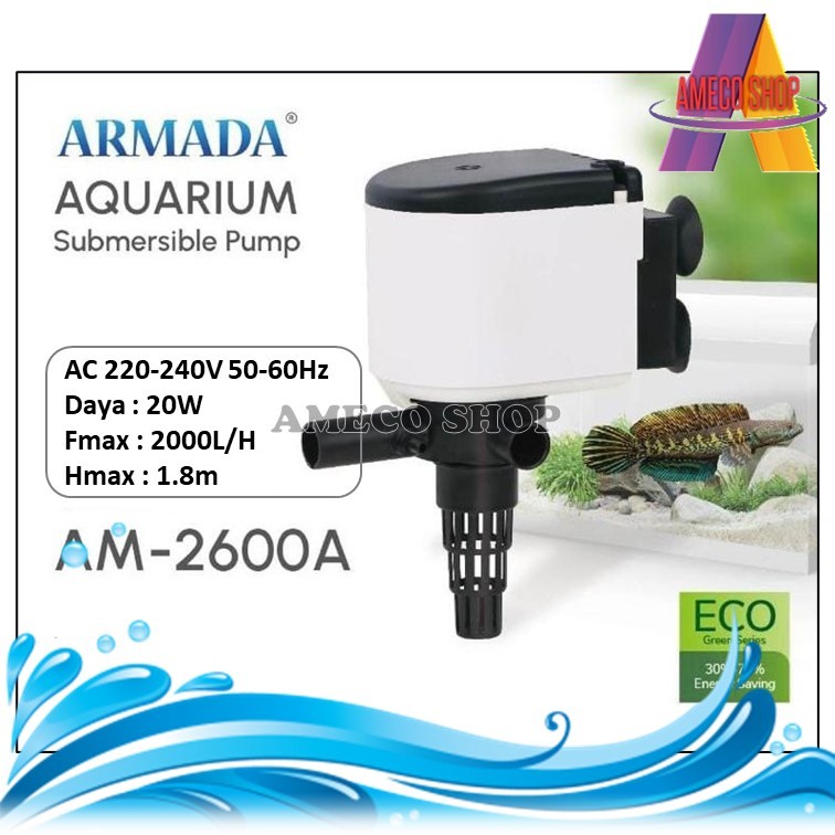 Jual ARMADA Power Head Pompa Air Celup Aquarium AM 2600 A | Shopee ...