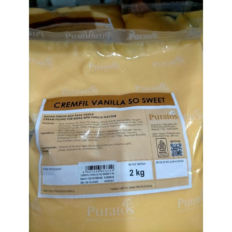 Jual Isian Roti Rasa Vanilla "Puratos" Cream Filling - 2kg | Shopee ...