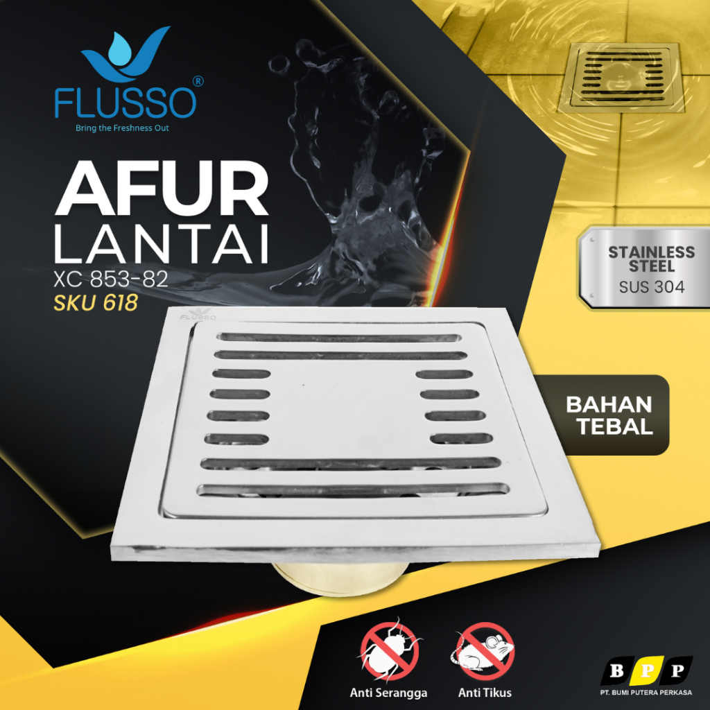 Jual Floor Drain Stainless FLUSSO | Afur Lantai Saringan Katub Kuningan Otomatis | 618 | Shopee ...