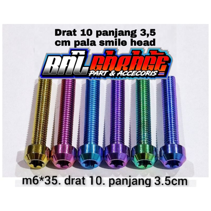 Jual baud titanium 6x35 smile head drat 10 panjang 3,5cm(1biji) | Shopee Indonesia