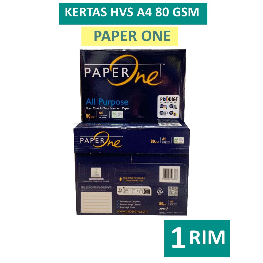 Jual Kertas HVS PAPER ONE 80 Gsm Ukuran A4 ( 21 x 29,7 CM ) , 1 RIM ...