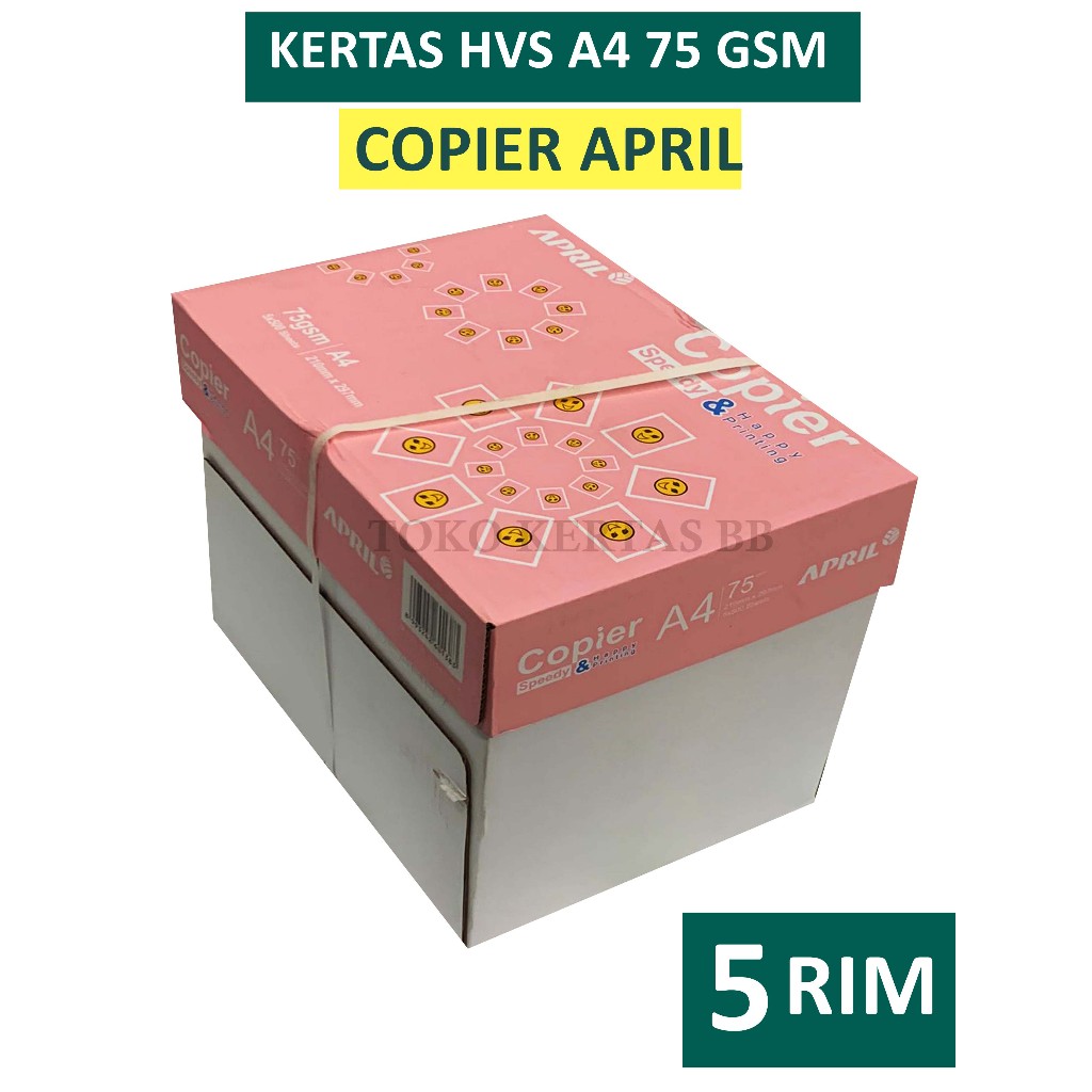 Jual Kertas HVS Copier April 75 Gsm Ukuran A4 , 1 BOX / 5 RIM | Shopee ...