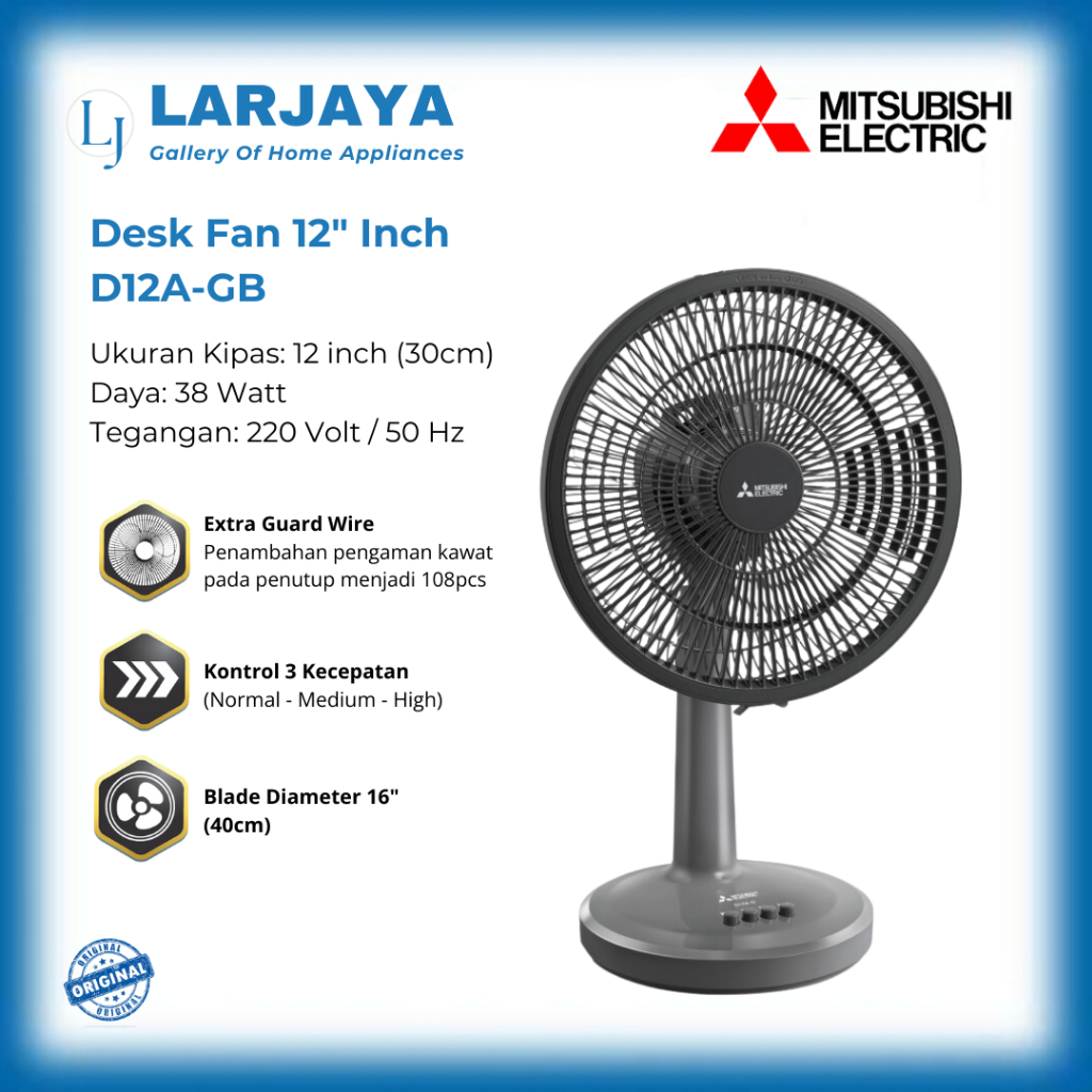 Jual Mitsubishi Desk Fan 12" Kipas Angin Duduk 12 inch D12-AGB Made In Thailand | Shopee Indonesia