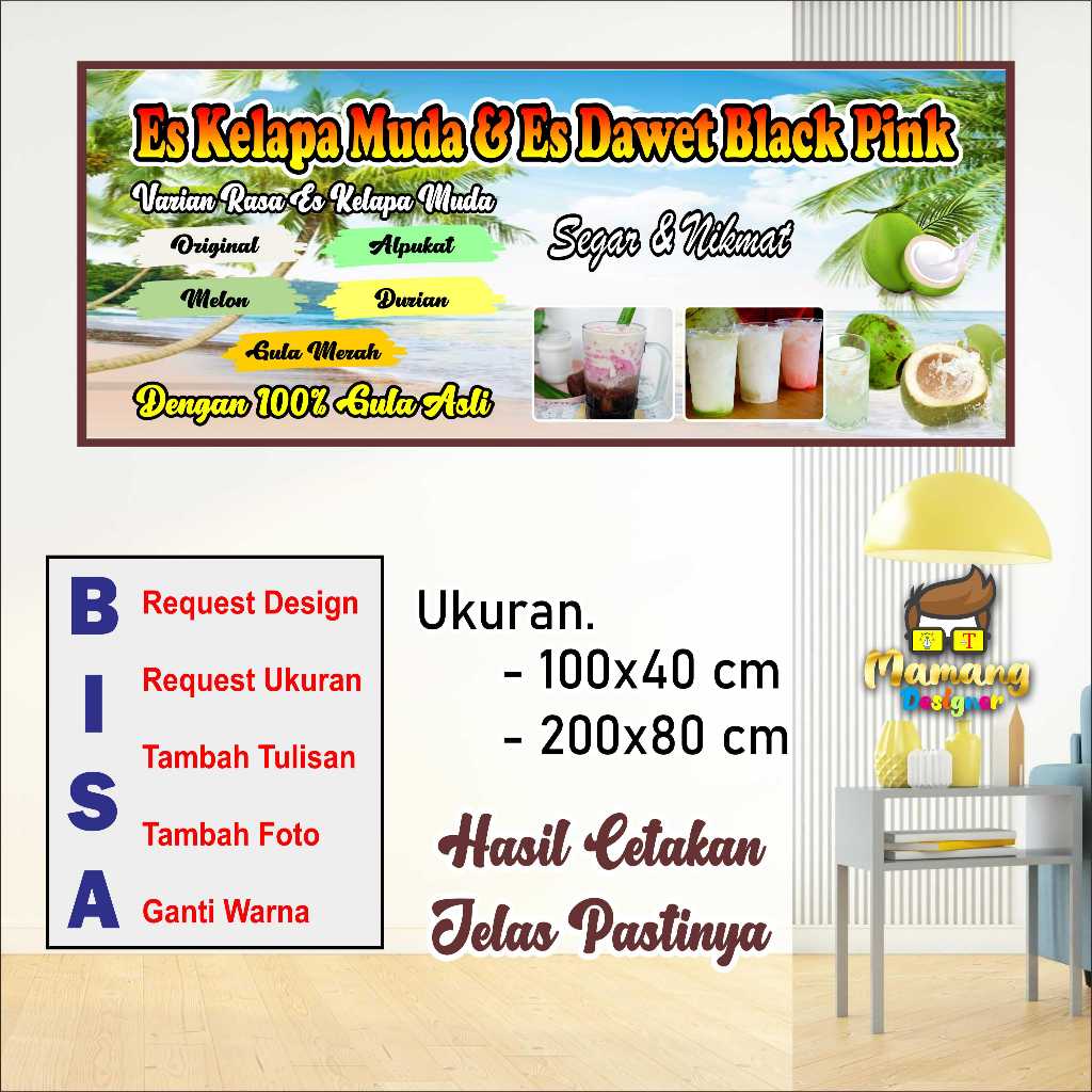 Jual Cetak Banner Spanduk Custom Es Kelapa Muda dan Es Dawet bb ...