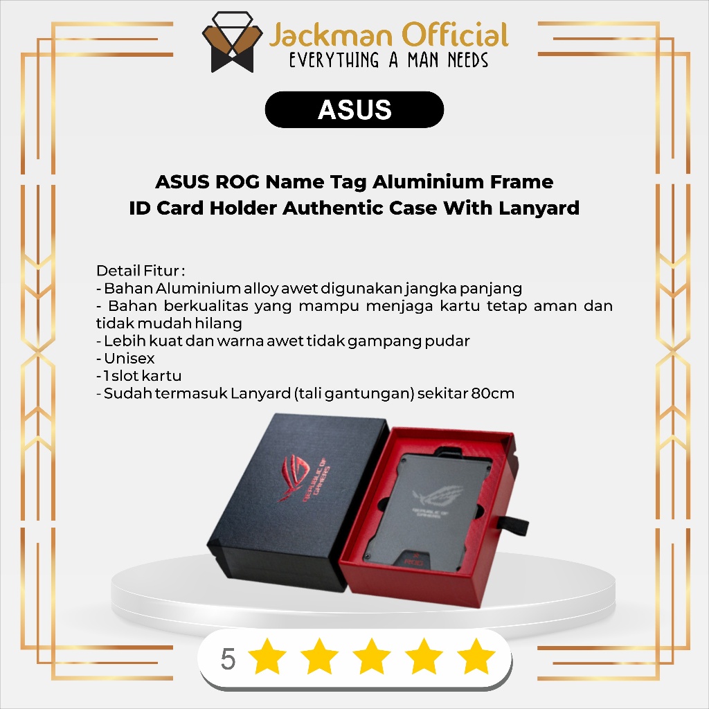 Jual ASUS ROG Name Tag Aluminium Frame ID Card Holder Authentic Case ...