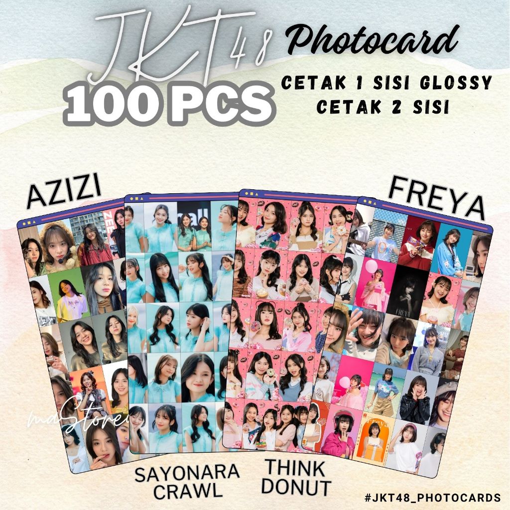 Jual [100pcs] AZIZI, FREYA, THINK DONUT, SAYONARA CRAWL - PHOTOCARD JKT48 | Shopee Indonesia
