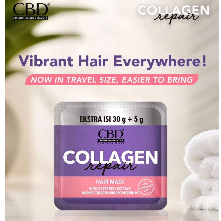 Jual CBD HAIR MASK COLLAGEN REPAIR SACHET 30g + 5g (ungu) | Shopee Indonesia