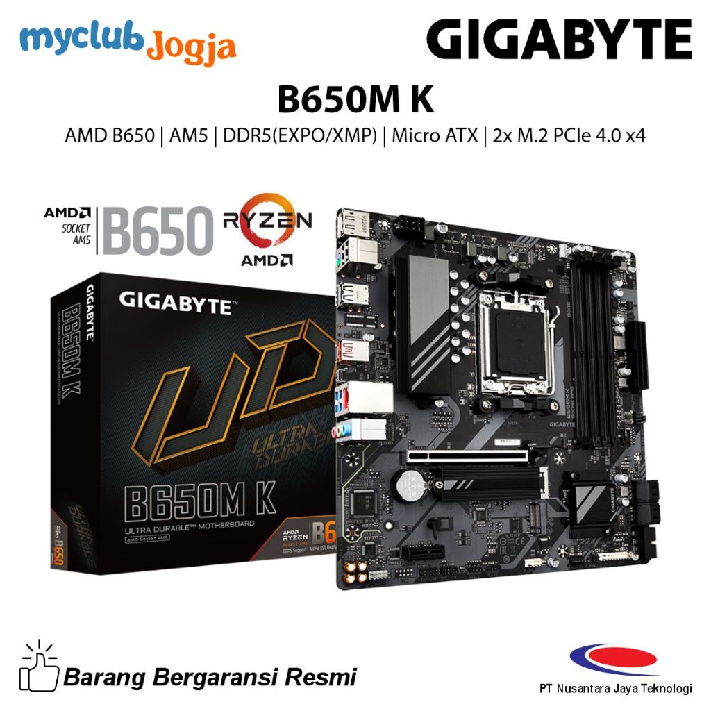 Jual GIGABYTE B650M K Motherboard AMD B650 AM5 DDR5 EXPO/XMP M2 NVMe DisplayPort HDMI Micro ATX ...