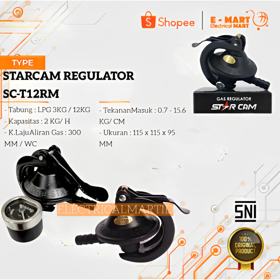 Jual GAS Regulator + Meter STARCAM Regulator GAS LPG Merk STARCAM ...