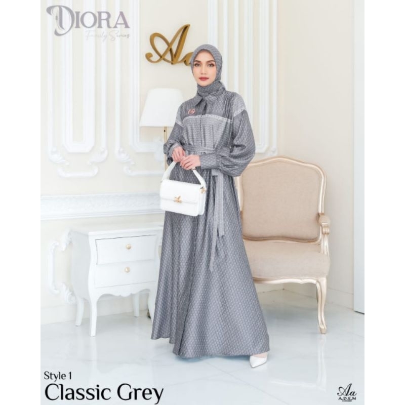 Jual (READY STOCK) ADEN HIJAB - DIORA DRESS STYLE 1 ORIGINAL WARNA CLASSIC GREY - FREE BROOCH ...