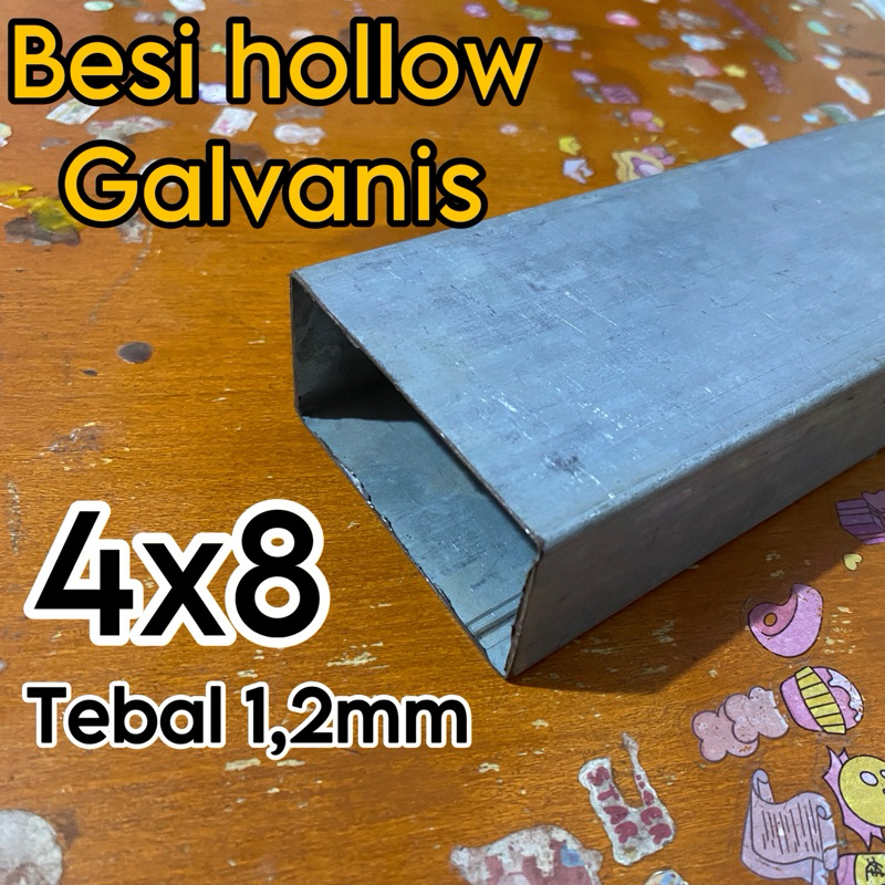 Jual Besi hollow galvanis 4x8 . tebal 1,2mm . besi holo kotak ukuran panjang mulai dari 10cm ...